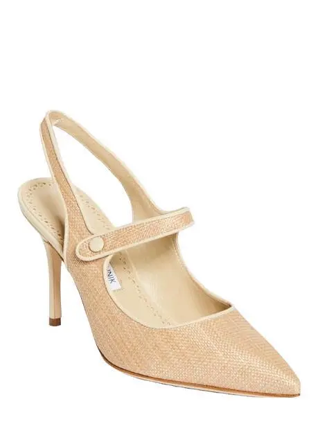 Manolo Blahnik Camparisli Slingback Pump - Light Beige/cream