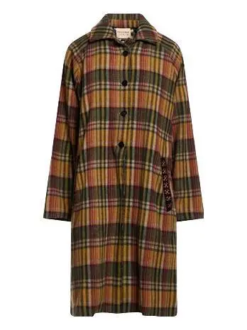 ALESSIA SANTI Wool Tartan Coat With Velvet Trims - Yellow
