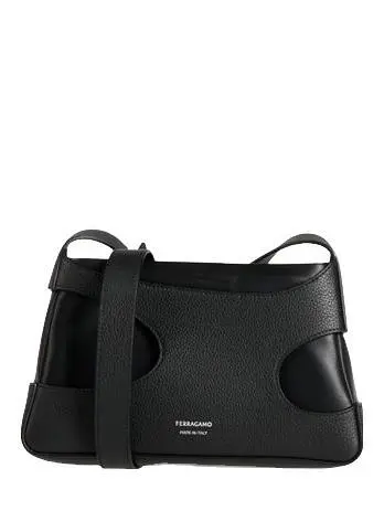 FERRAGAMO Pebbled Leather Crossbody Bag - Black
