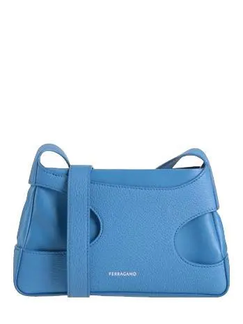 FERRAGAMO Pebbled Leather Crossbody Bag - Blue