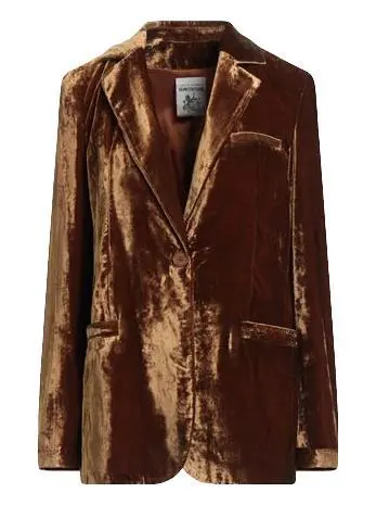 SEMICOUTURE Single-breasted Velvet Blazer - Brown