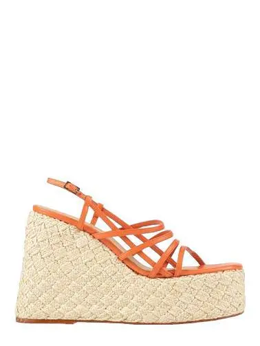 CastaÑer Leather Slingback Wedge Sandals - Orange