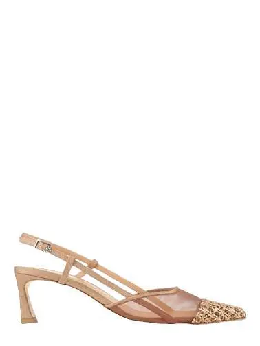 J.A.P. JOSE ANTONIO PEREIRA Raffia Slingback Pumps - Brown