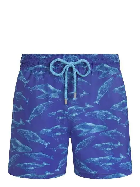 Vilebrequin Ultralight And Packable Sparkling Whales Swim Trunks - Blue