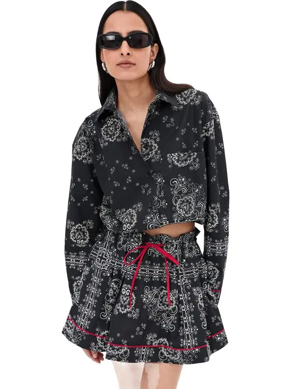 LE BOP Wylie Bandana Print Button-down Shirt - Black Bandana