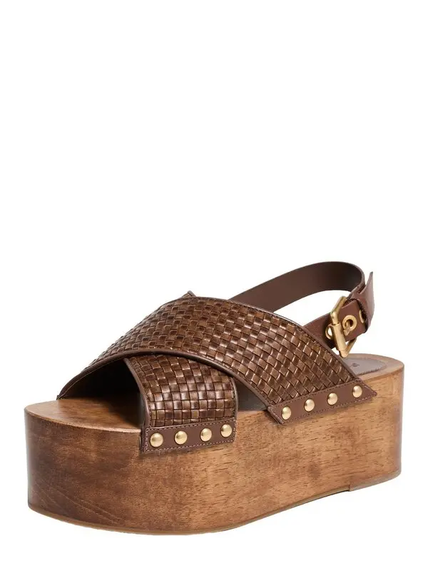 Farm Rio Woven Platform Sandals - Walnut