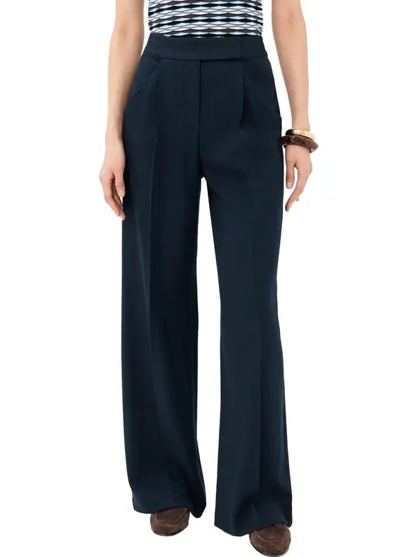 Veronica Beard Marbeau Wide Leg Pants - Navy
