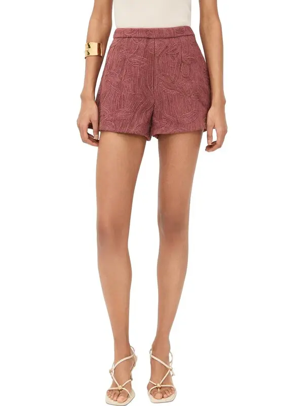 AMUR Kailana Raffia Shorts - Mahogany