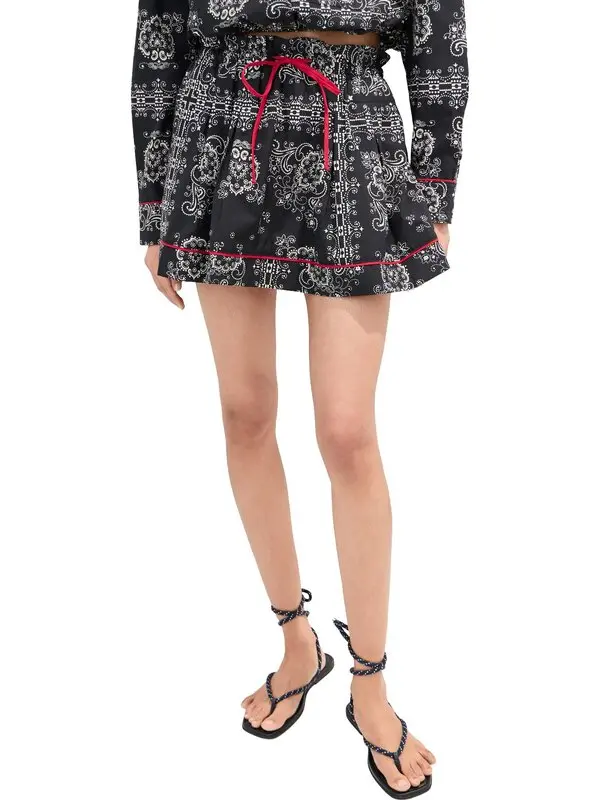 LE BOP Madeline Bandana Print Skirt - Black Bandana