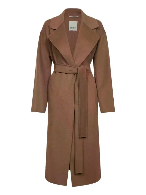 Max Mara Wide-lapel Belted Broadcloth Coat - Brown