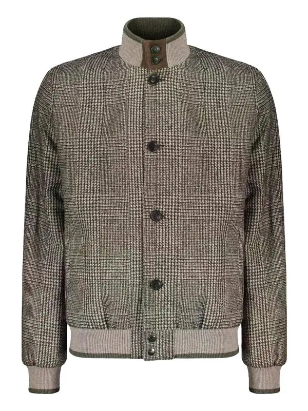 Fedeli Check-pattern Bomber Jacket - Brown