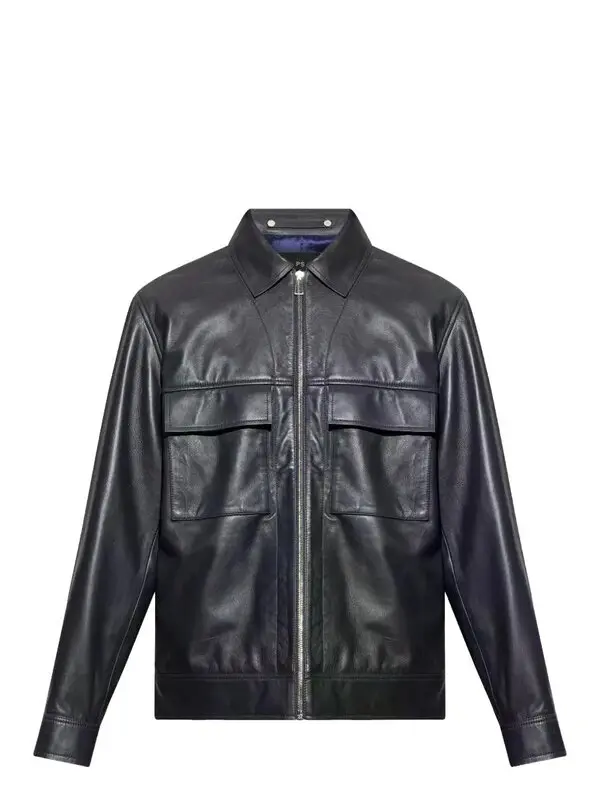 Paul Smith Zip-up Leather Jacket - Blue