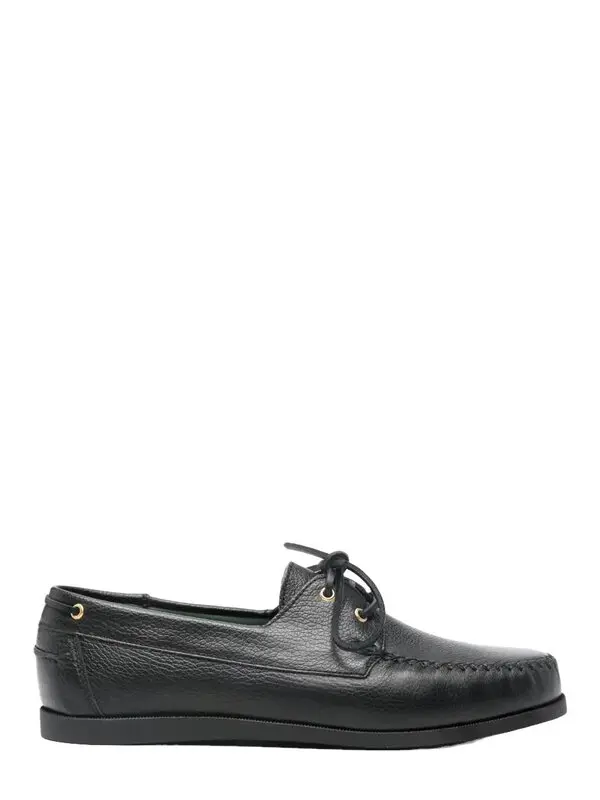 VINNY'S Boatman Lace-up Boat Shoes - Black