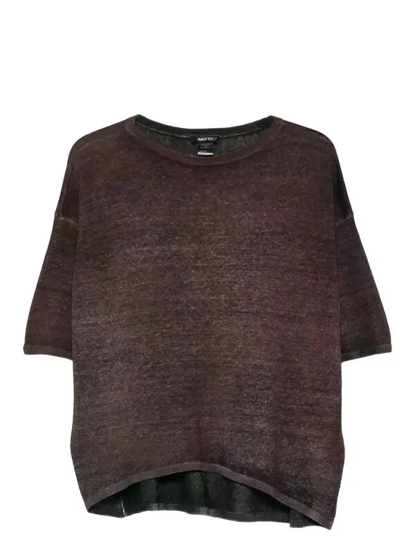 Avant Toi Crew-neck Short Sleeve Knit Top - Brown