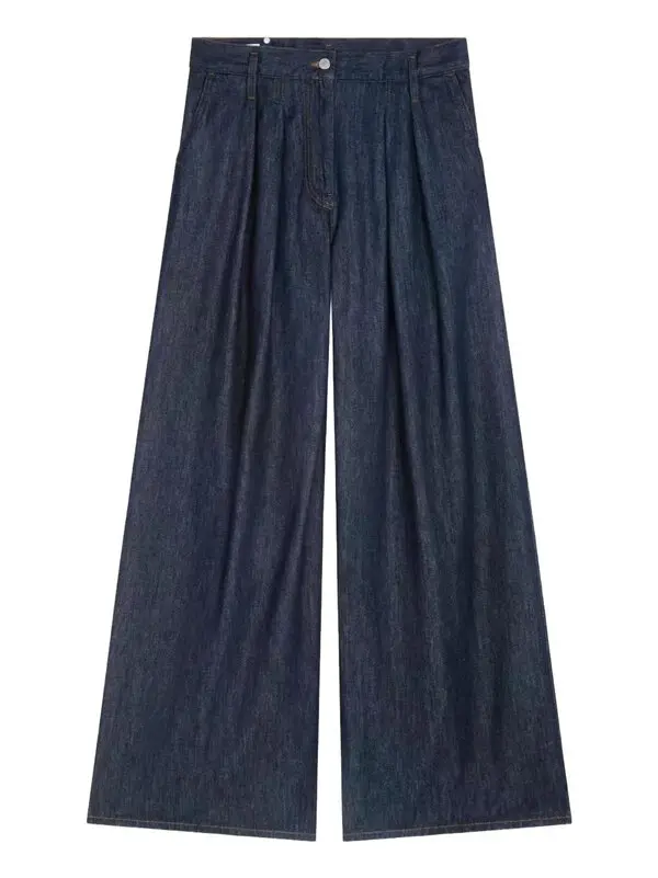 Dries Van Noten Pleated Wide-leg Jeans - Blue