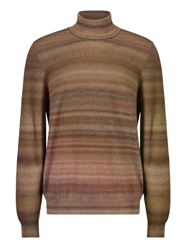 Fedeli Striped Pattern Sweater - Brown