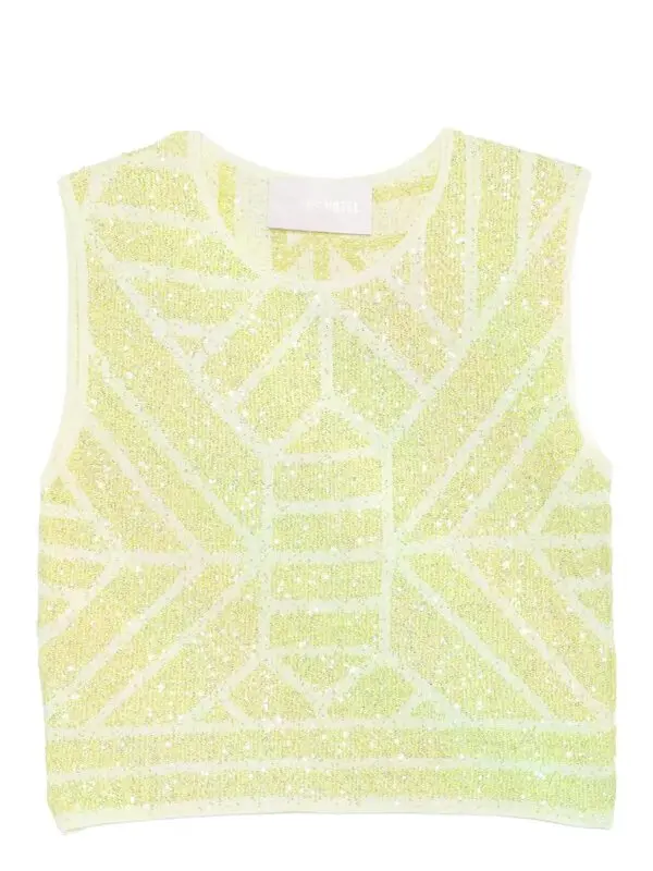 CIRCUS HOTEL Sequin Embellished Top - Yellow