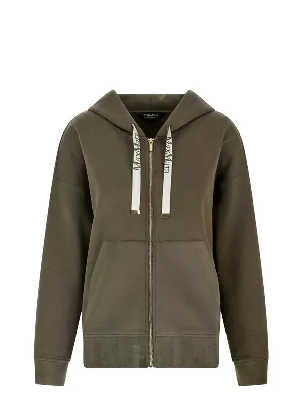 Max Mara Front Zip Cotton Hoodie - Green