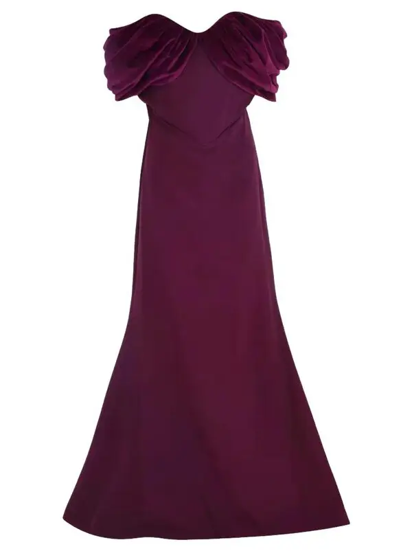 RHEA COSTA Ivonna Velvet-detail Maxi Dress - Purple