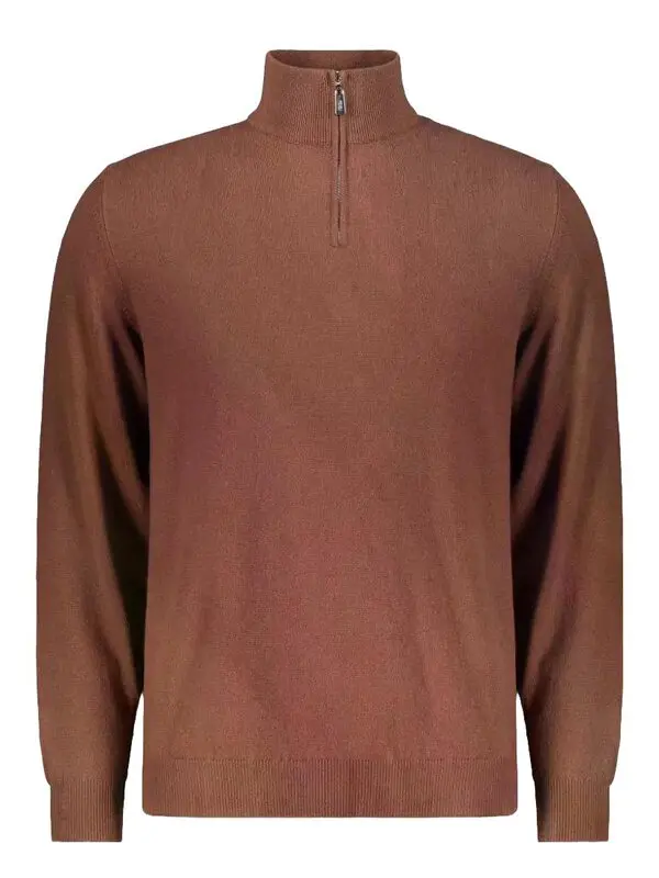 Fedeli High-neck Long-sleeve Sweater - Brown
