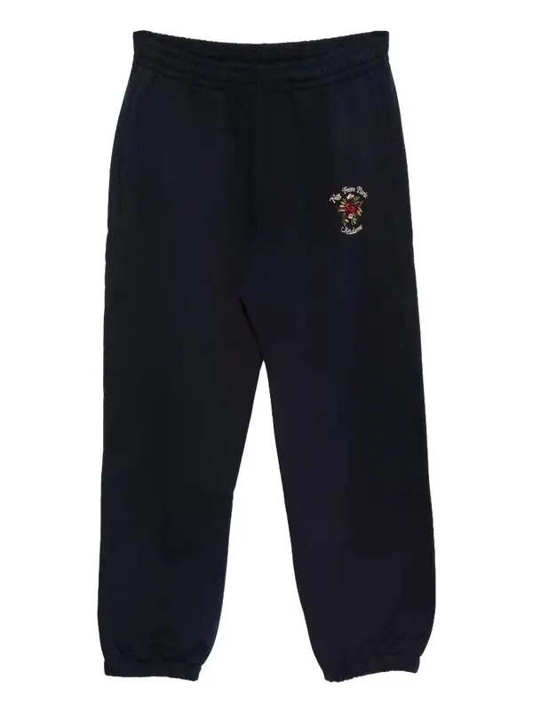 Drole De Monsieur Floral Embroidered Track Pants - Blue