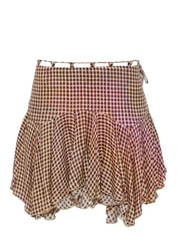 KNWLS Check Ruffled Skirt - Neutrals