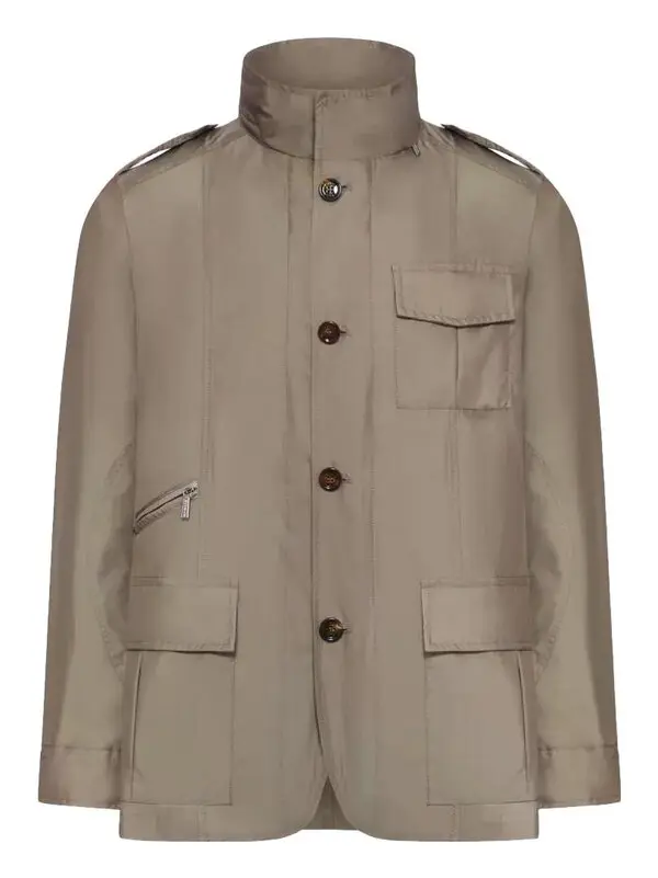 MOORER Porto-km Jacket With Button And Pocket Detail - Neutrals