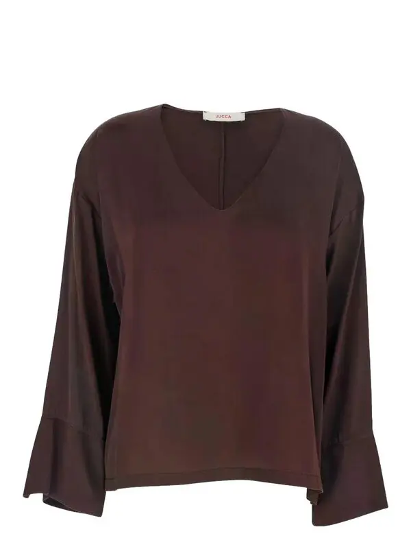 JUCCA V-neck Long-sleeve Top - Brown