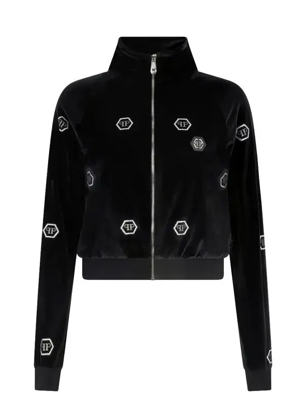 Philipp Plein Embellished Zip-up Sweatshirt - Black