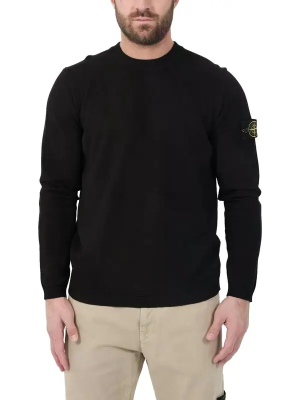 Stone Island Compass Badge Waffle-knit Sweater - Blue