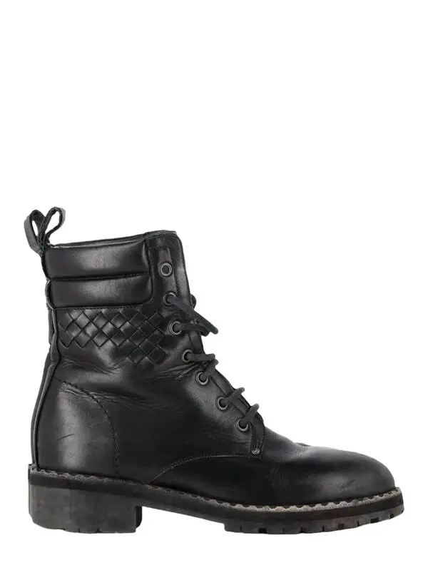 Bottega Veneta Eldfell Leather Combat Boots - Black
