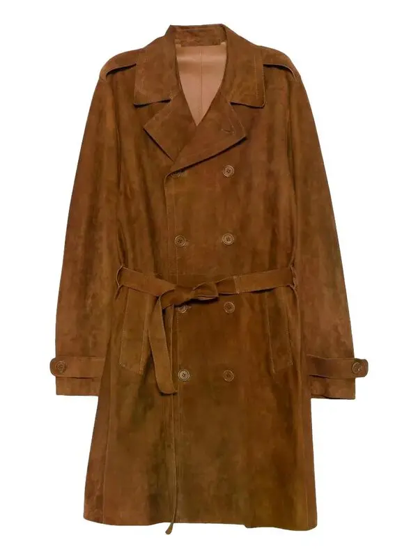 SALVATORE SANTORO Belted Double-breasted Coat - Brown