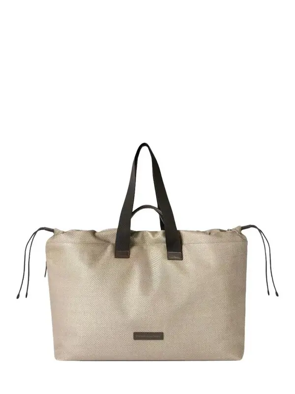 Brunello Cucinelli Raffia-effect Nylon And Leather Small Leisure Bag - Neutrals