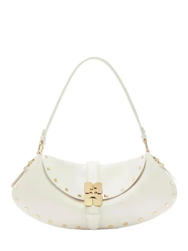 GANNI Buckle Embellished Shoulder Bag - White