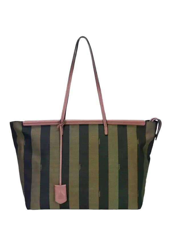 Fendi Pequin Stripe Roll Tote Bag - Black