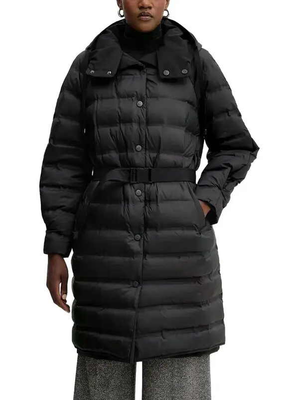 Luisa Spagnoli Belted Hooded Coat - Black