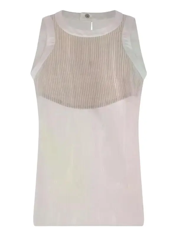 Sacai Pleated Chiffon Sleeveless Top - White