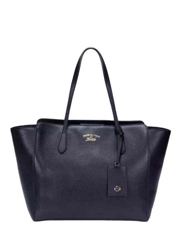 Gucci Swing Shopper Leather Tote Bag - Black
