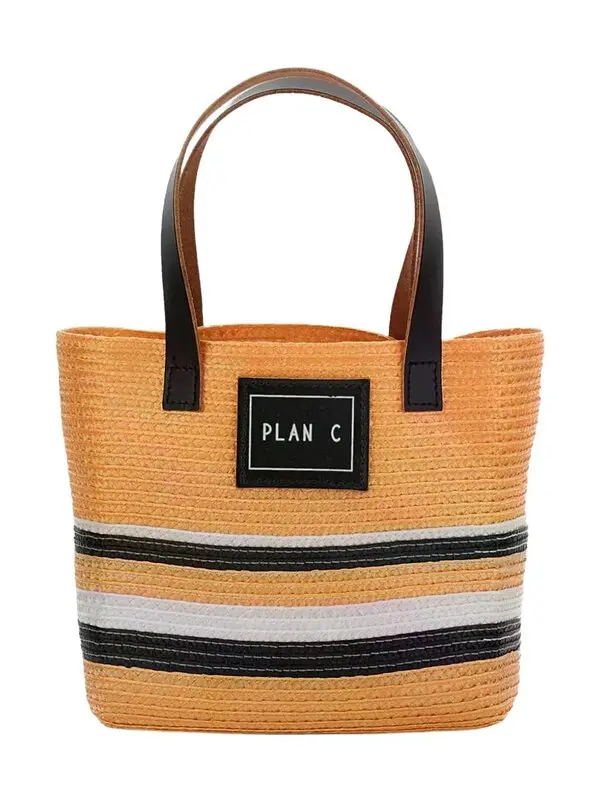 Plan C Woven Shoulder Bag With Logo Patch - Orange