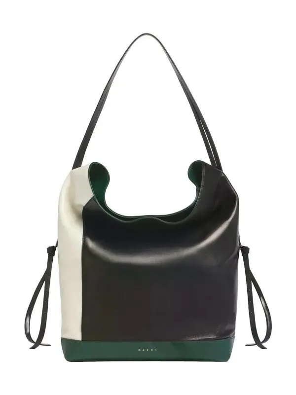Marni Colour-block Split-handle Shoulder Bag - Black