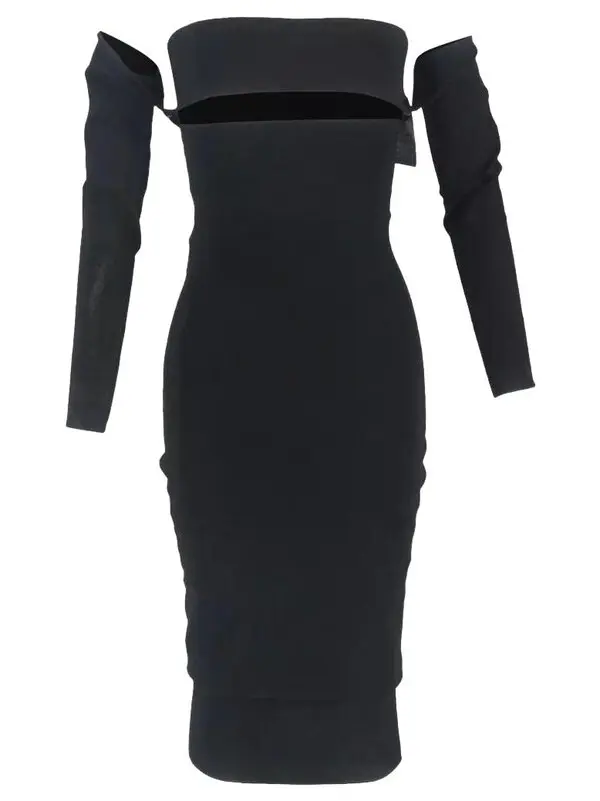 Alexander McQueen Cut-out Off-shoulder Midi Dress - Black