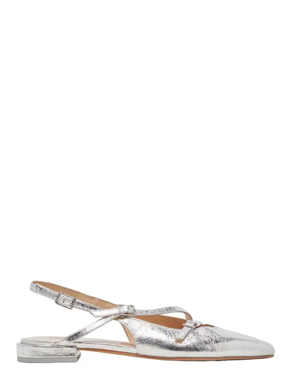 DOLCEVITA Pamla Strappy Slingback Flats - Silver Crinkle Patent
