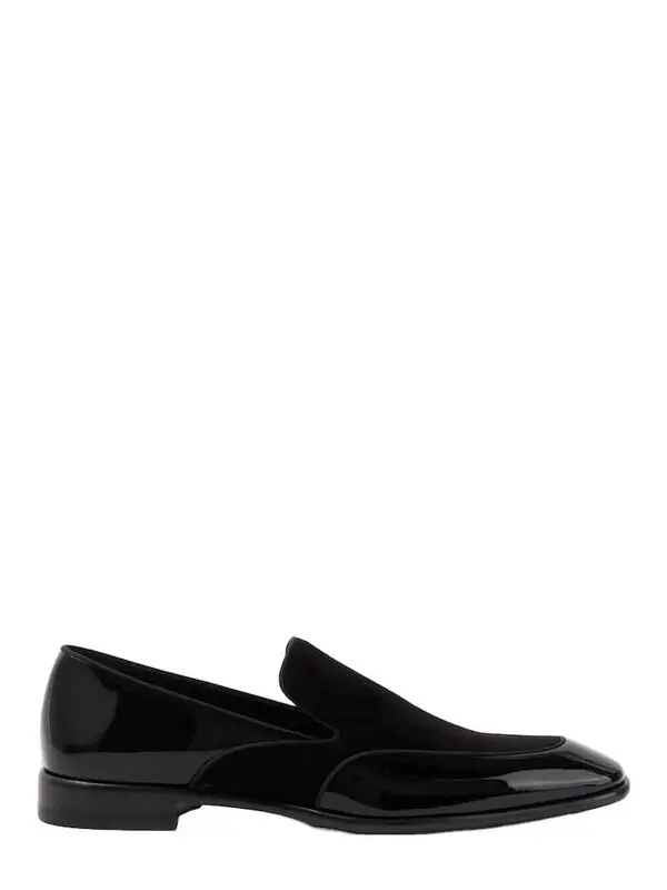 CHRISTIAN LOUBOUTIN Yaki Patent Leather And Suede Loafers - Black