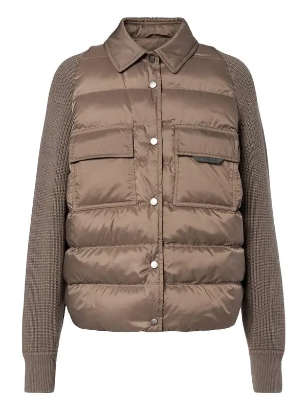 Brunello Cucinelli Wool, Cashmere, And Silk Down Jacket - Beige