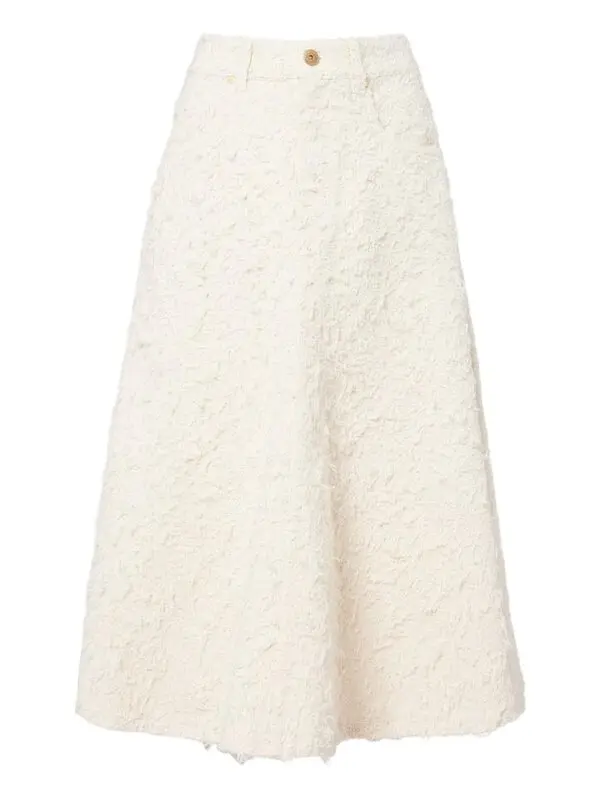 Brunello Cucinelli Denim Midi Skirt - White