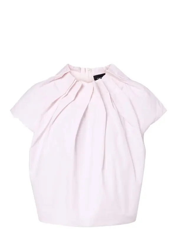 Simone Rocha Gathered Cotton Poplin Top - Pink