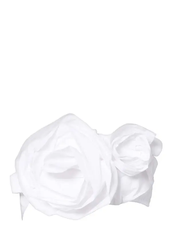 Simone Rocha Rosette Cotton Poplin Bandeau Top - White