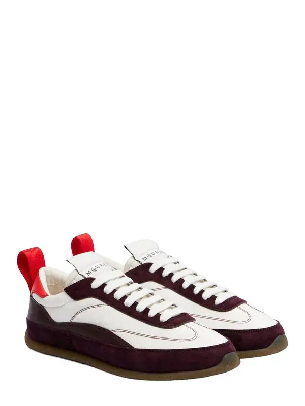 Alexander McQueen Suede-trimmed Leather Sneakers - Multicoloured