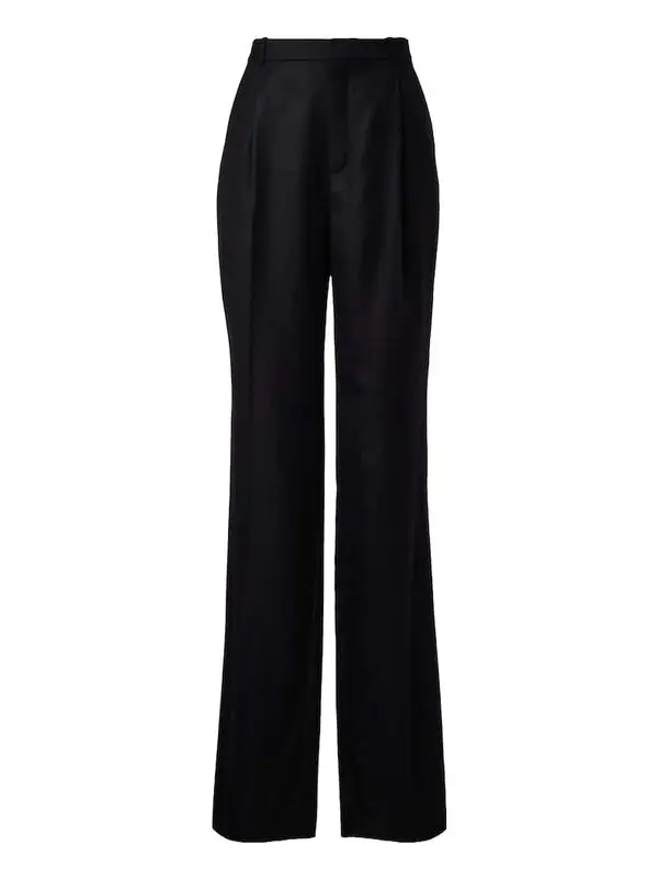 Saint Laurent High-rise Cashmere Straight Pants - Black