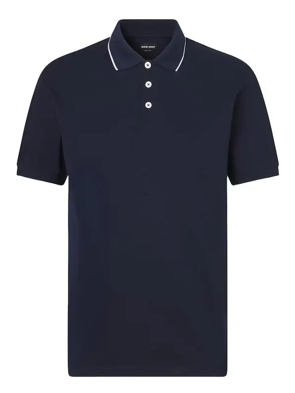 Giorgio Armani Cotton Piqué Polo Shirt - Blue